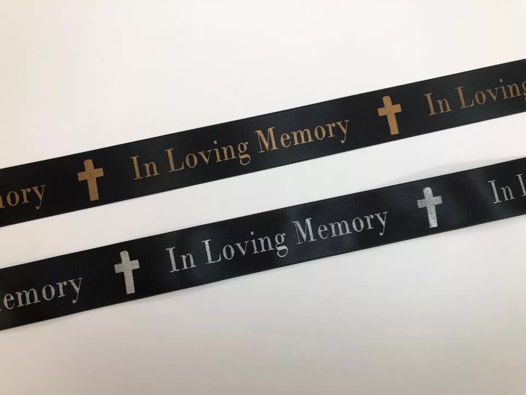Funeral Ribbon in Loving Memory Black Satin 1m Available in 25mm or ...