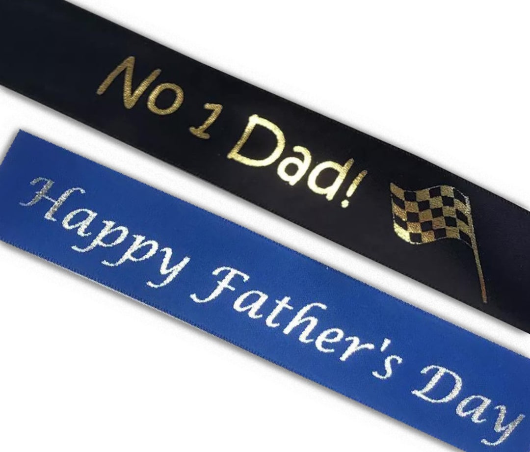 Fathers Day Ribbon 25mm X 1m Satin Available in Black or Royal Blue ...