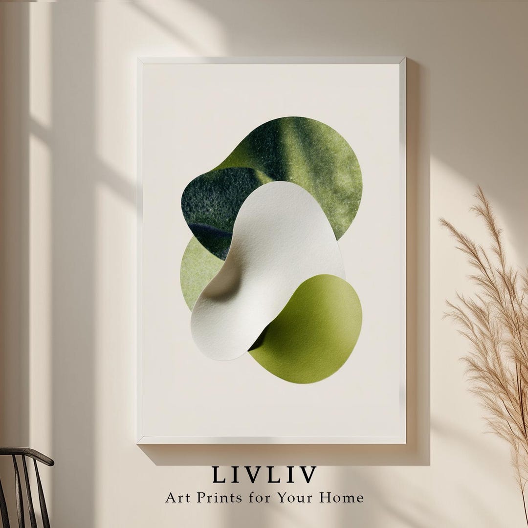 Abstract Shapes in Green Poster | Modern Geometric Design | Living Room ...