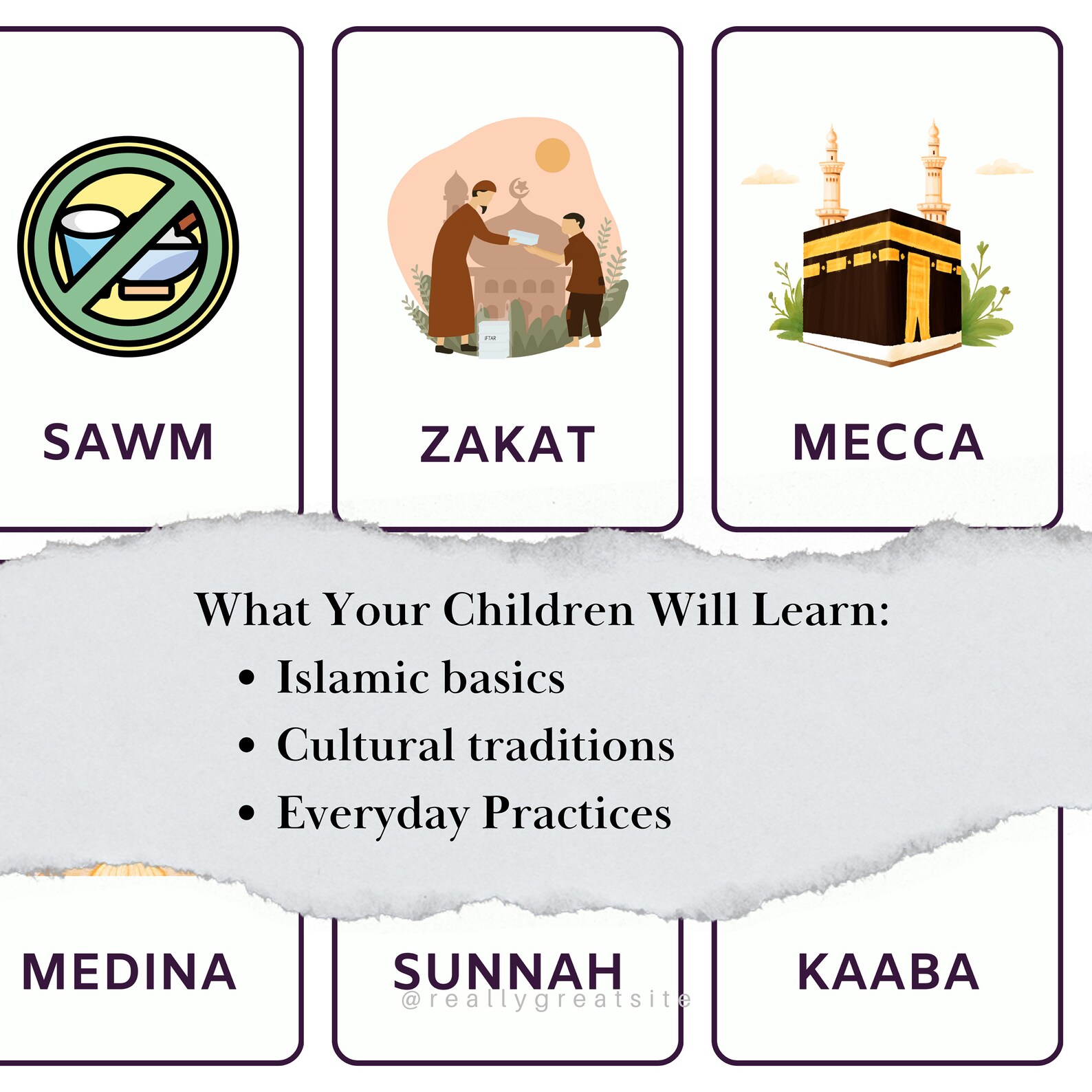 Islamic Flashcards for Children, Islam Flashcards for Kids, Children ...