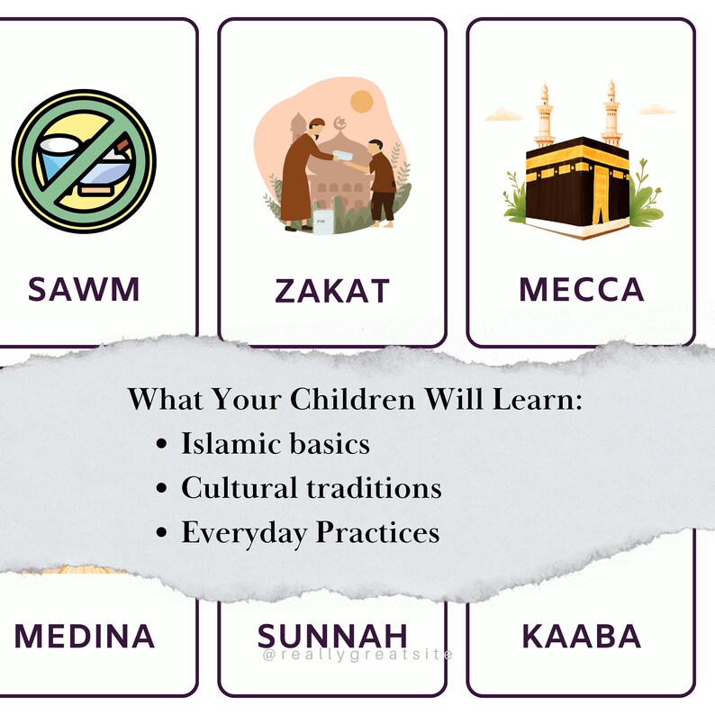 Islamic Flashcards for Children, Islam Flashcards for Kids, Children ...