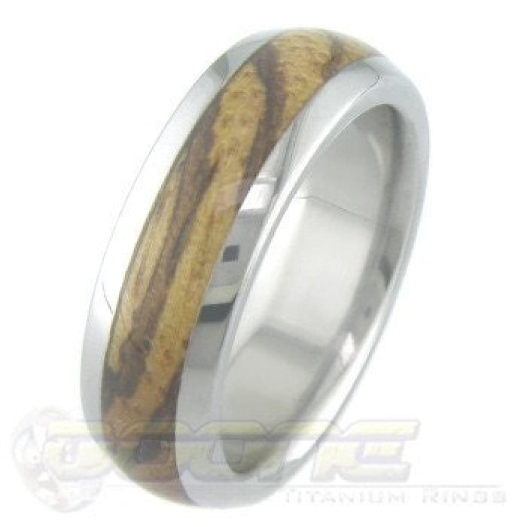 Titanium With Zebrawood Inlay; Wood Inlay Ring - Etsy