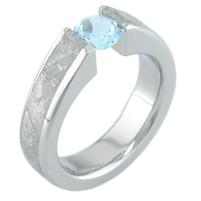 Venus Meteorite Tension Set Titanium Ring - Etsy