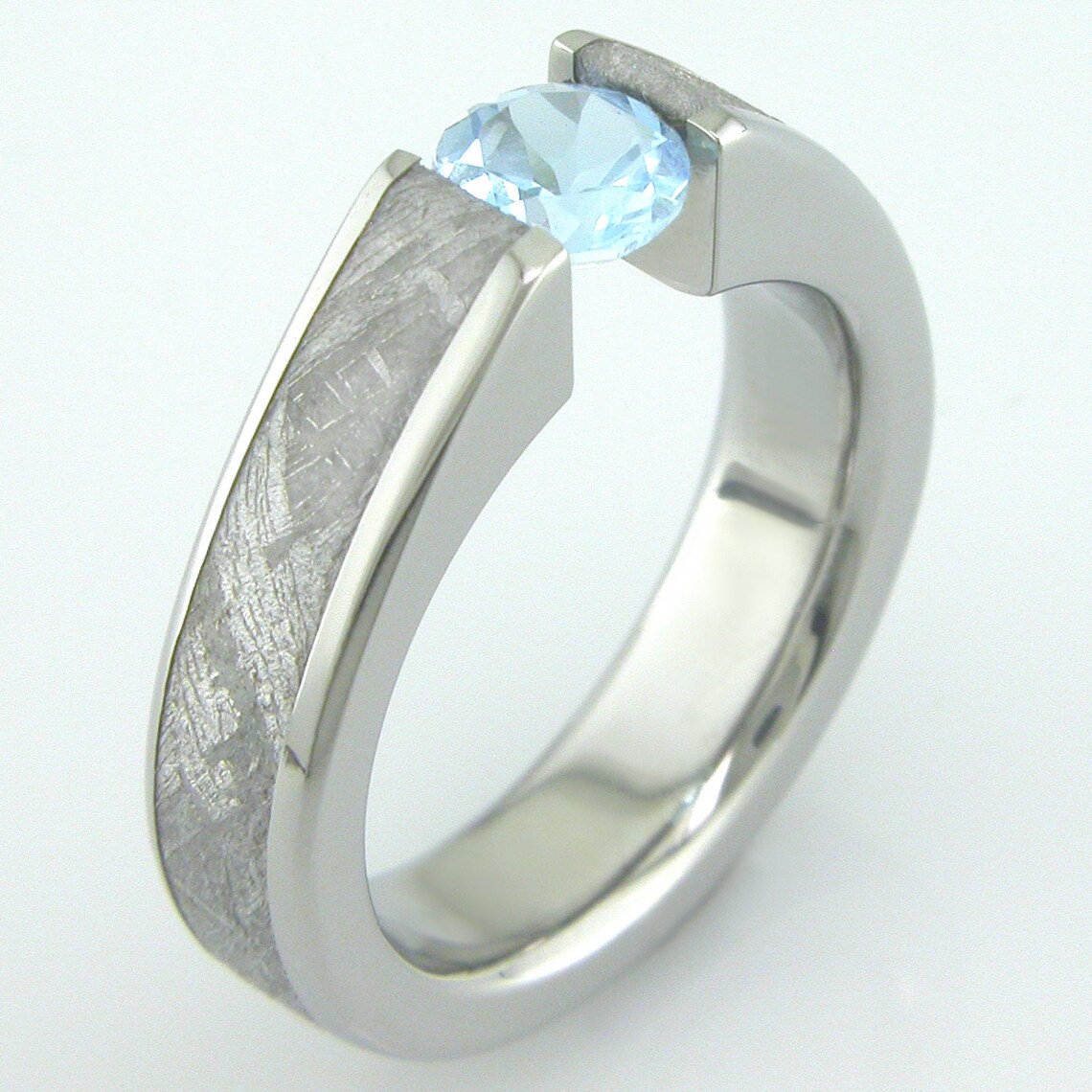Venus Meteorite Tension Set Titanium Ring - Etsy