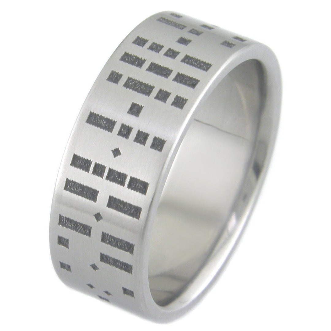Laser Engraved Morse Code Titanium Ring - Etsy