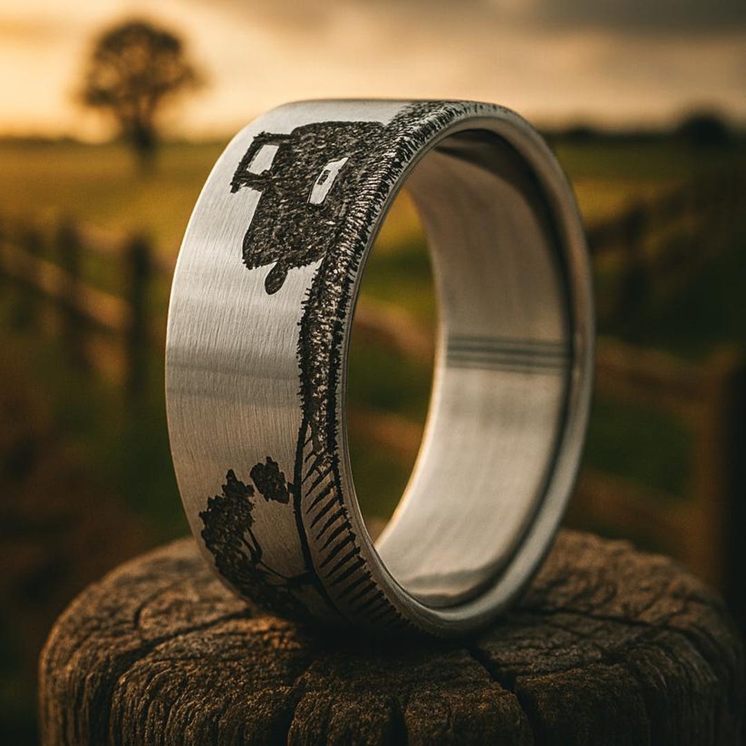Farmer Tractor Titanium Ring - Etsy