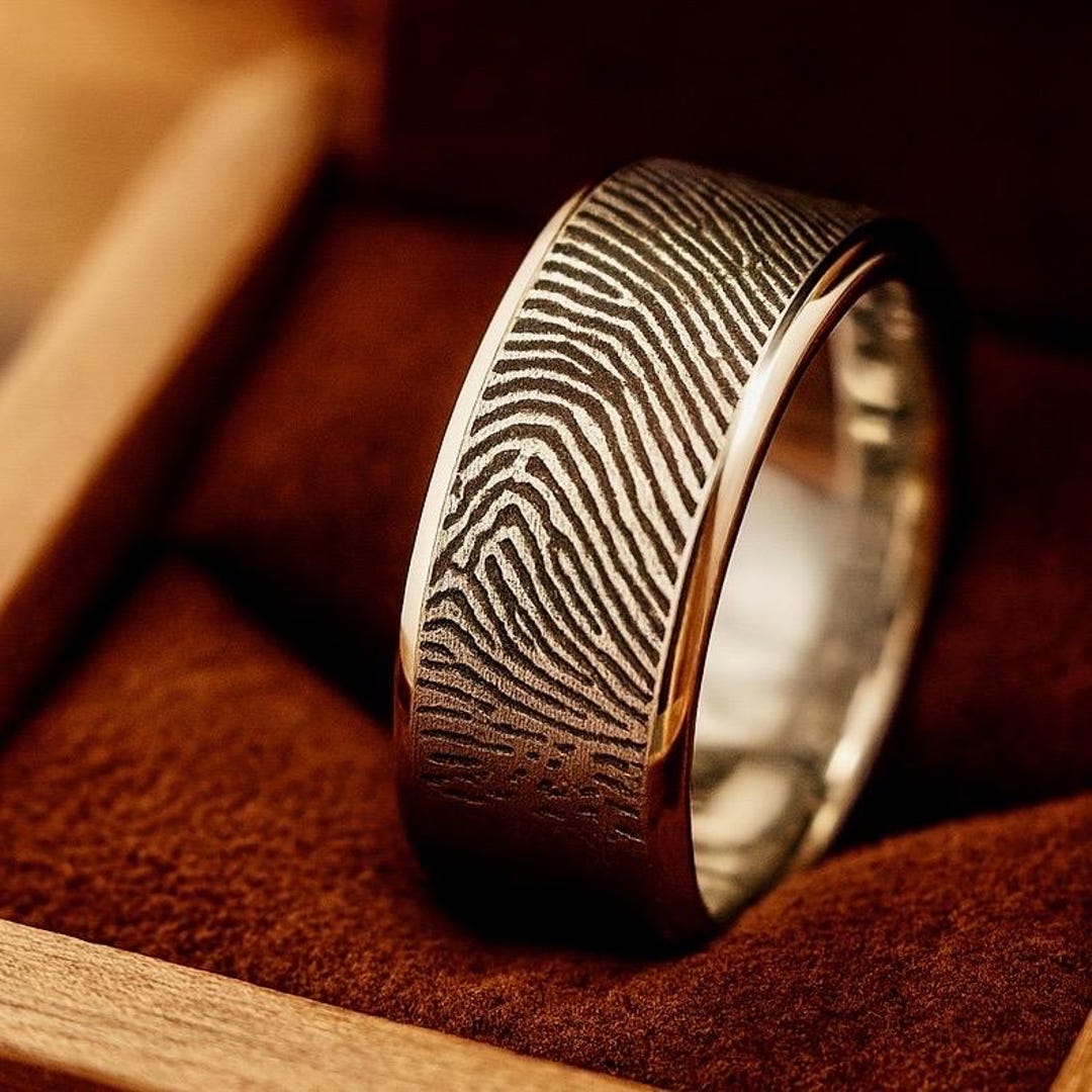 Custom Fingerprint Ring in Titanium - Etsy