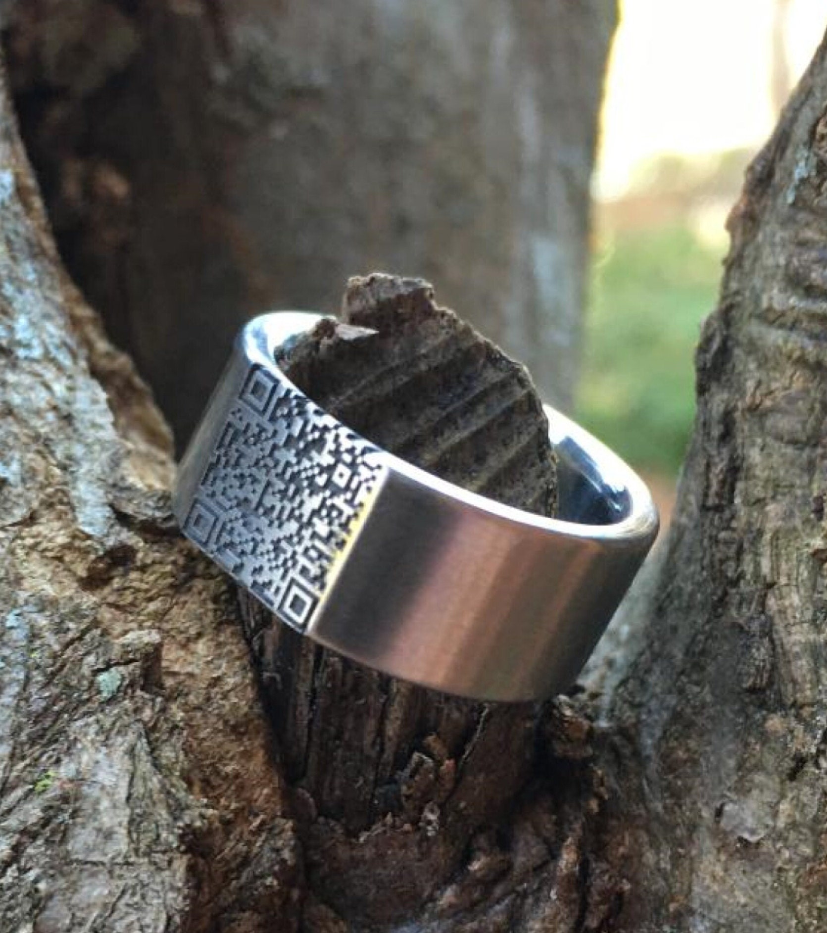 QR Code Titanium Ring - Etsy