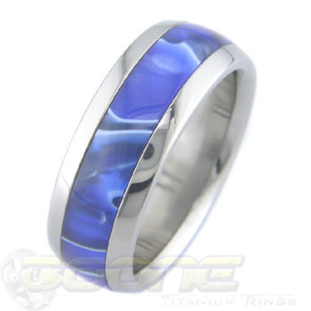 Titanium With Blue Hawaii Acrylic Inlay - Etsy