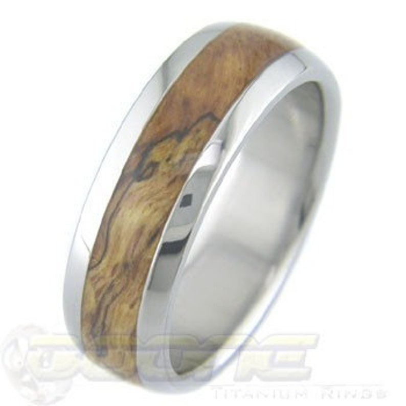 Titanium With Red Oak Burl Inlay Wood Inlay Ring - Etsy
