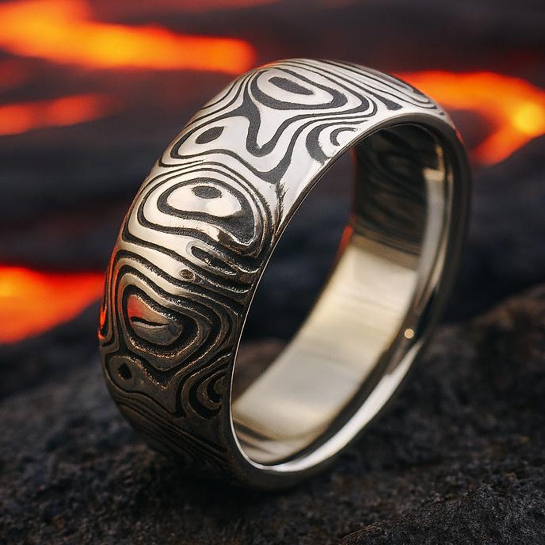 Laser Engraved Molten Pattern on Titanium Ring - Etsy