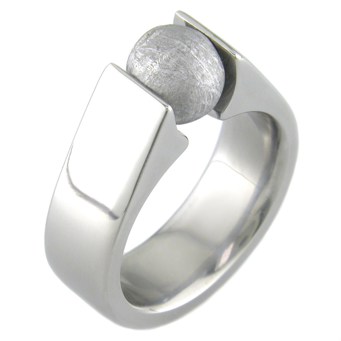Meteorite Sphere Titanium Ring - Etsy