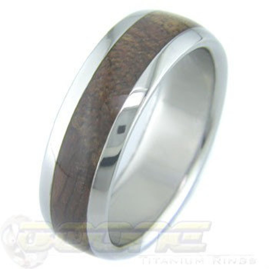 Titanium With Koa Inlay Wood Inlay Ring - Etsy
