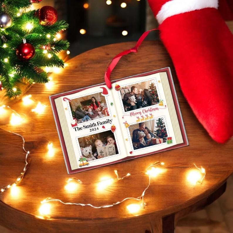 Personalized Photo Book Christmas Ornament, Customizable Gift for ...
