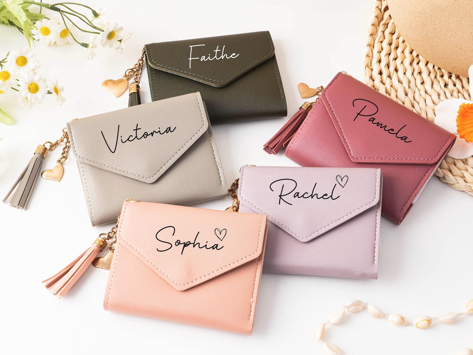 Personalized Leather Wallet for Women, Custom Wallet With Name, Mother ...