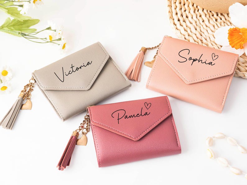 Personalized PU Leather Wallet With Tassel: Custom Name Purse, Gifts ...