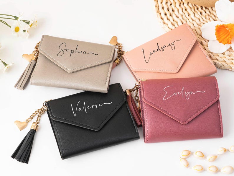 Personalized Leather Wallet for Women, Custom Wallet With Name, Mother ...