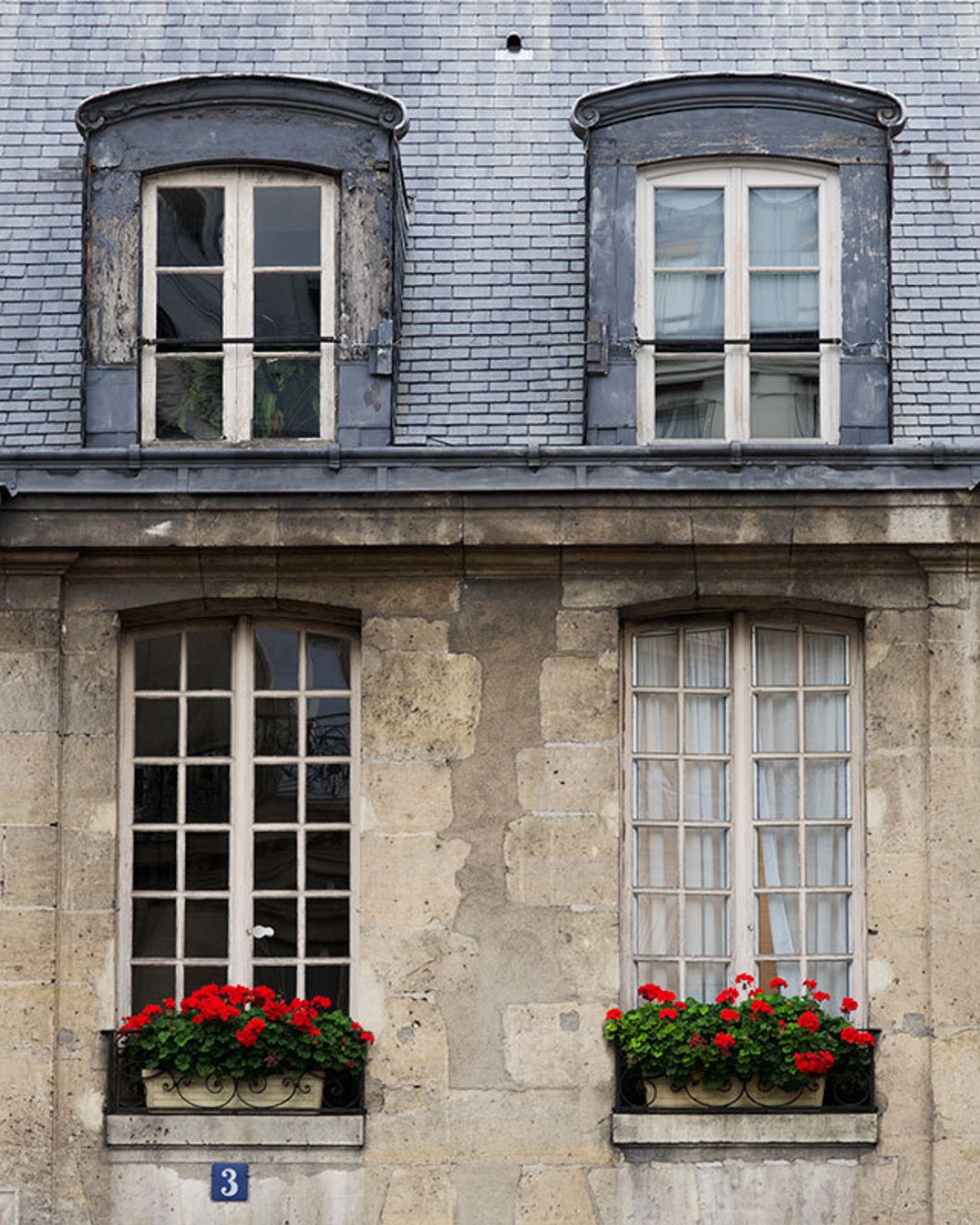 Paris Photography, Red Window Box Paris Print Extra Large Wall Art ...