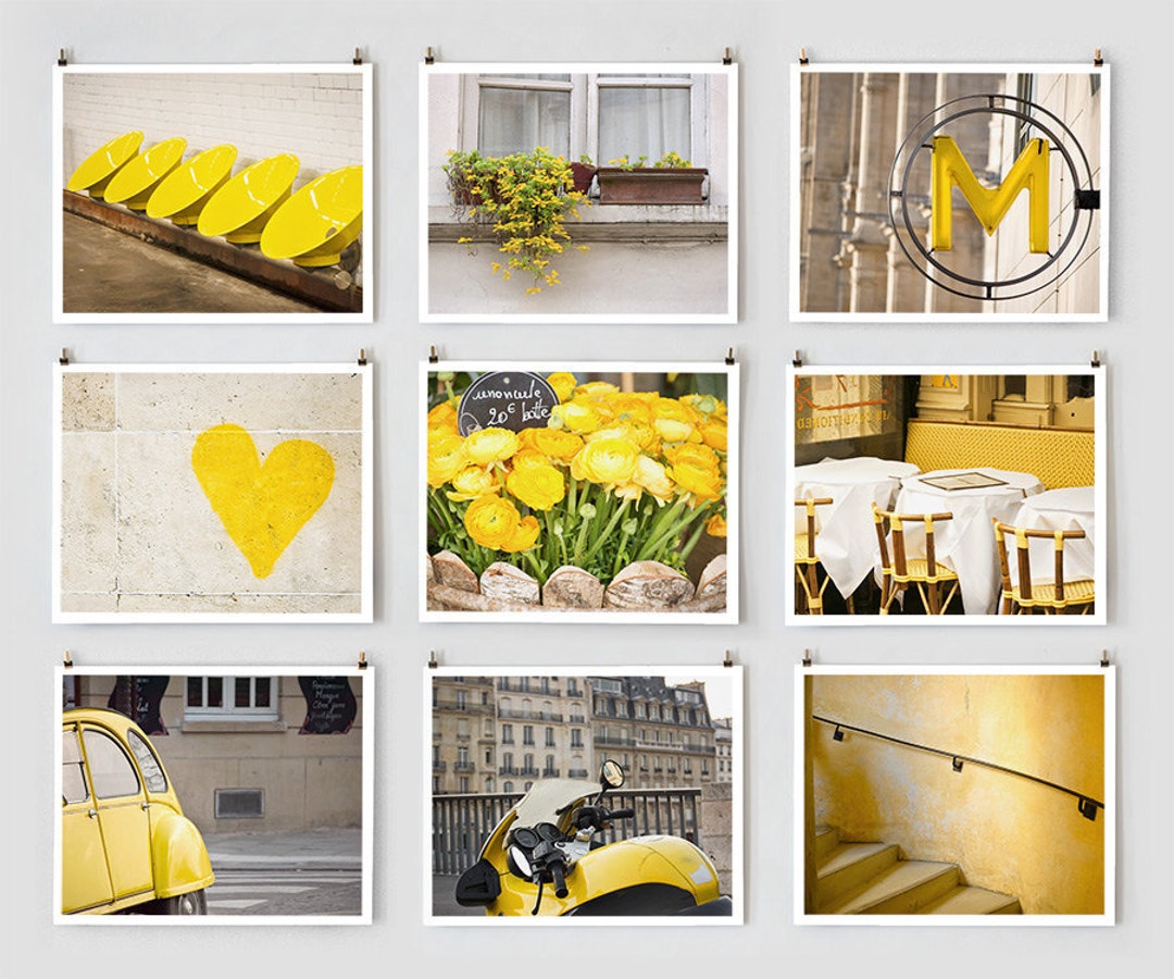 Fine Art Photography, Paris Gallery Wall Prints, Yellow Wall Art, Paris ...