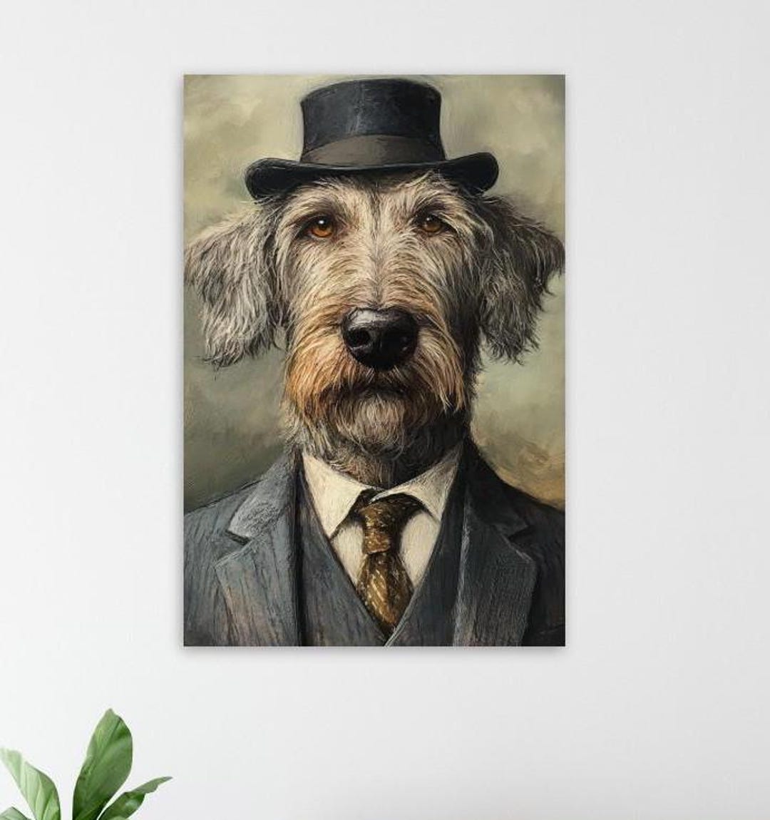 Vintage Gentleman Dog in Suit, Antique Art Poster, Animal Head Human ...
