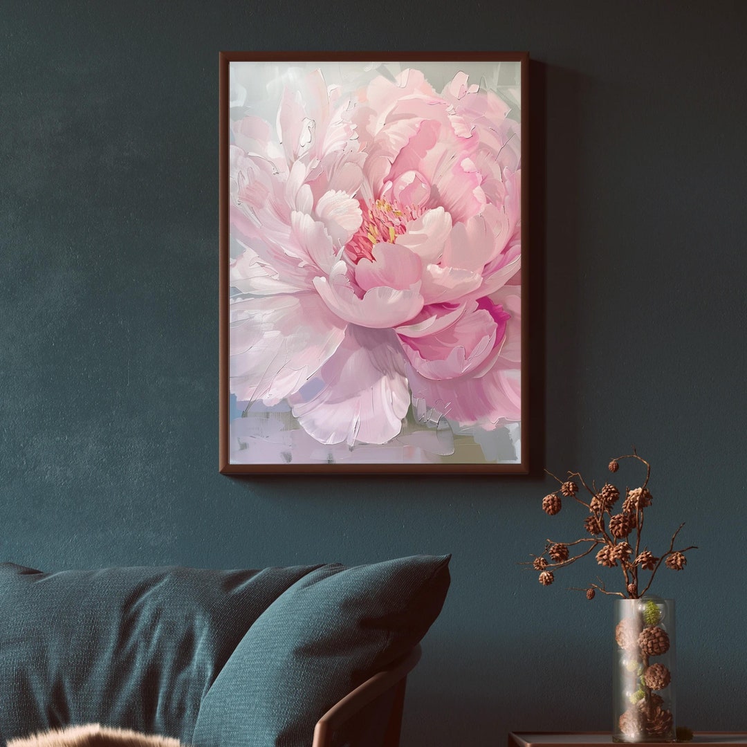 Vertical Posters Pink Peony Flower Art Matte Wall Decor Romantic