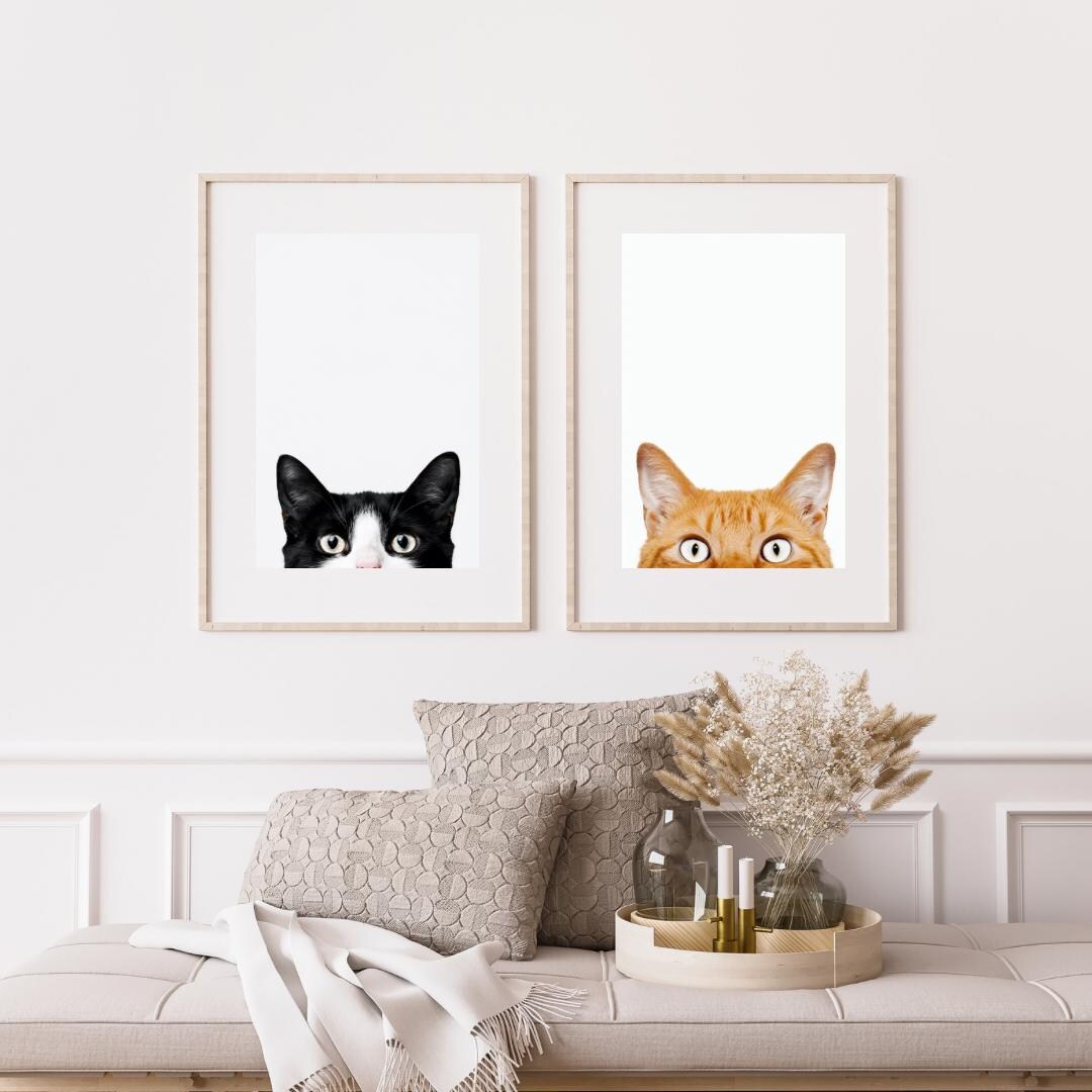 Tuxedo Cat Wall Art Printable – Black and White Cat Digital Download ...