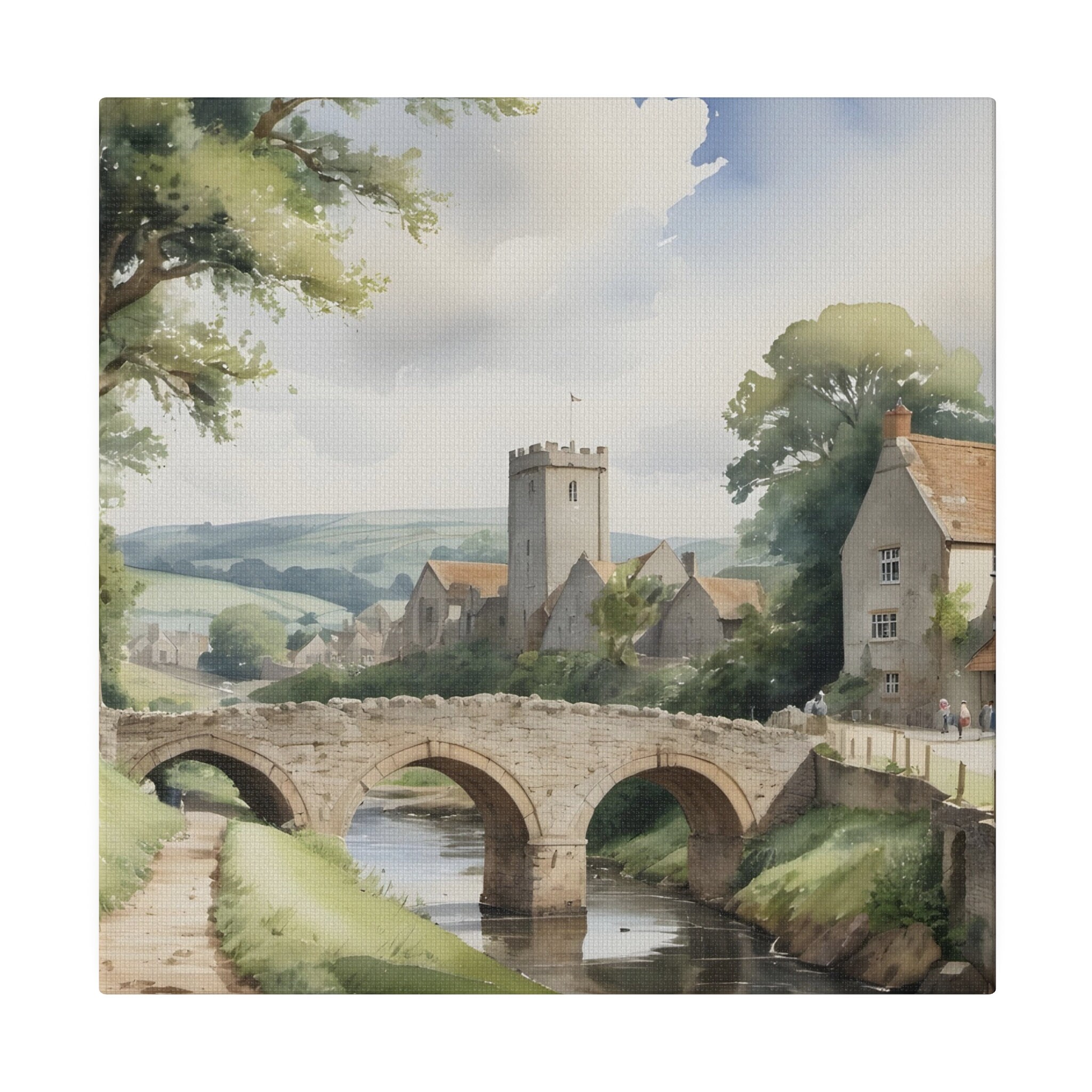 Charming Old English Village Watercolour Print English Countryside ...