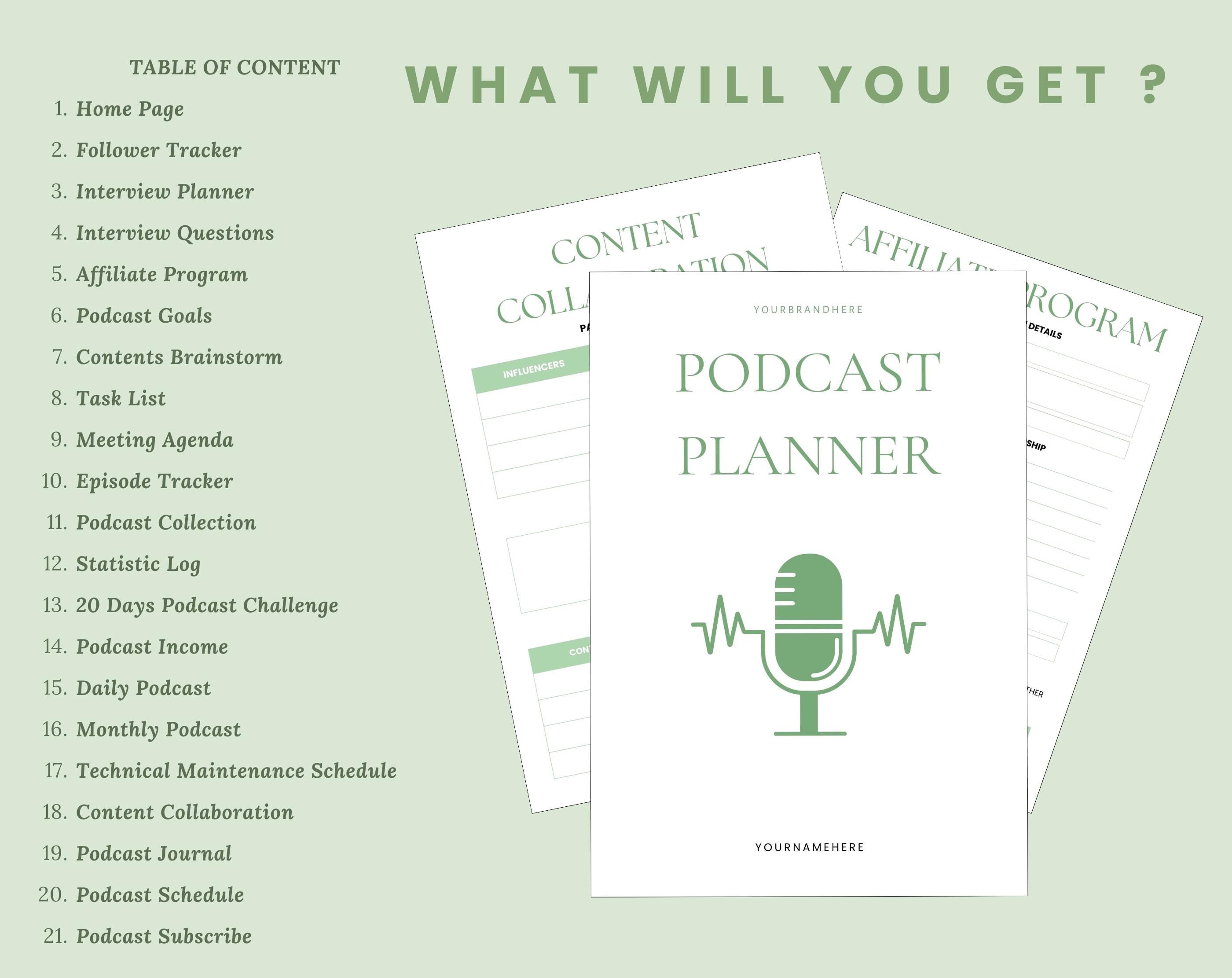 Podcast Planner Printable | Podcast Planner | Digital Podcast Content ...