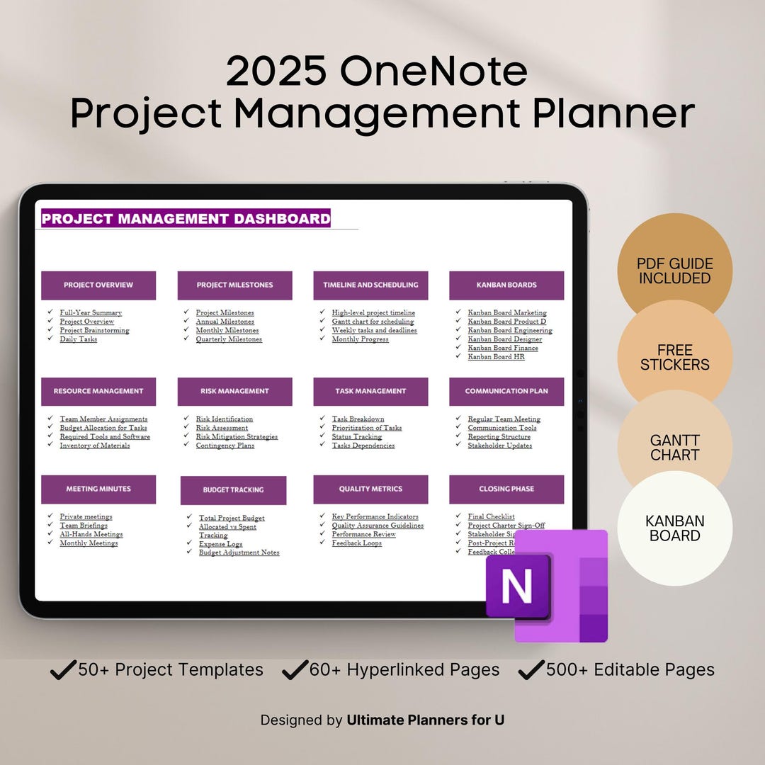 One Note Planner 2025/26 Professional | One Note Template for Project ...