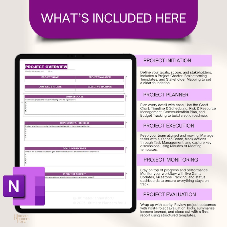 One Note Planner 2026 Professional | One Note Template for Project ...