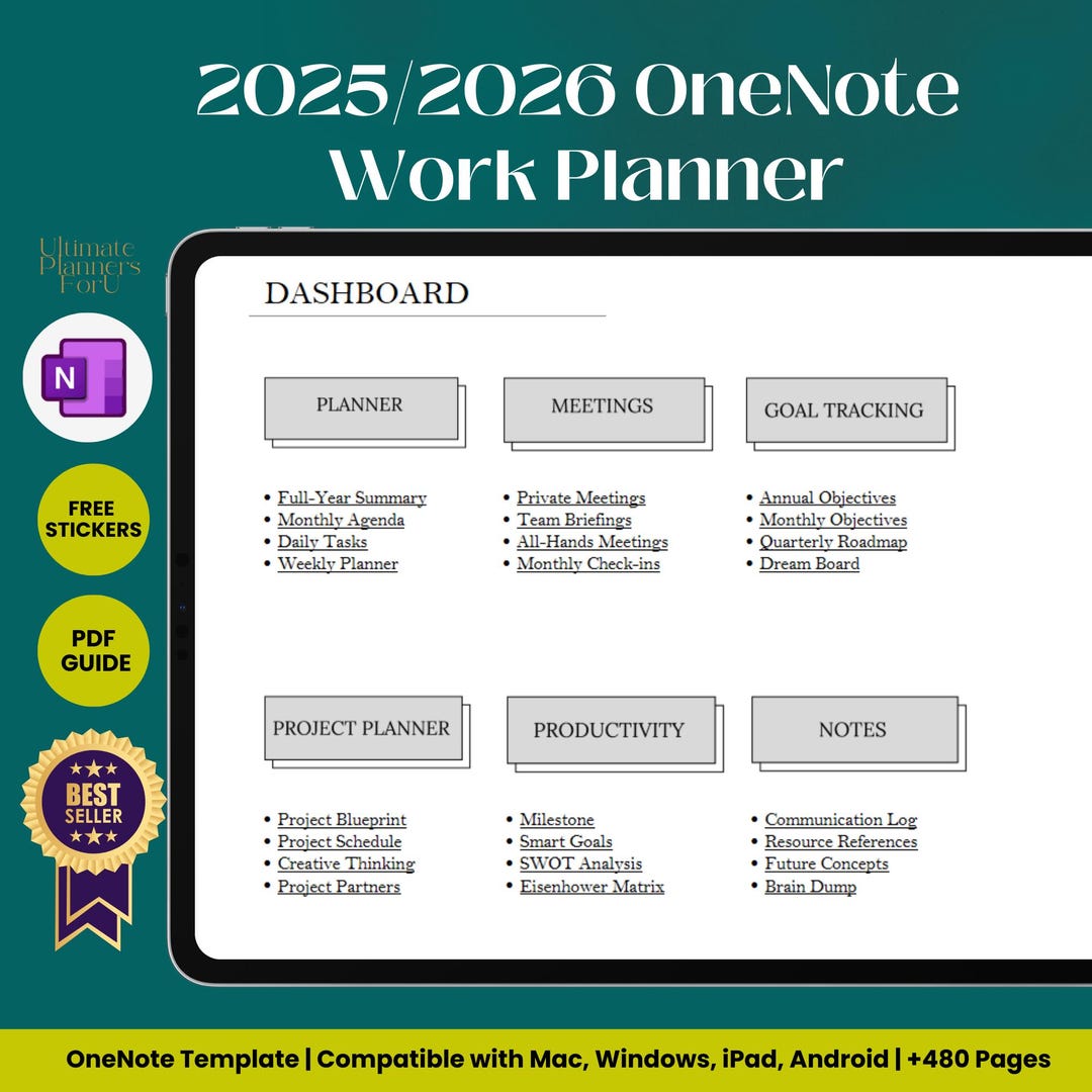 Onenote Planner 2025 | Ultimate Onenote Template Hyperlinked | Onenote ...
