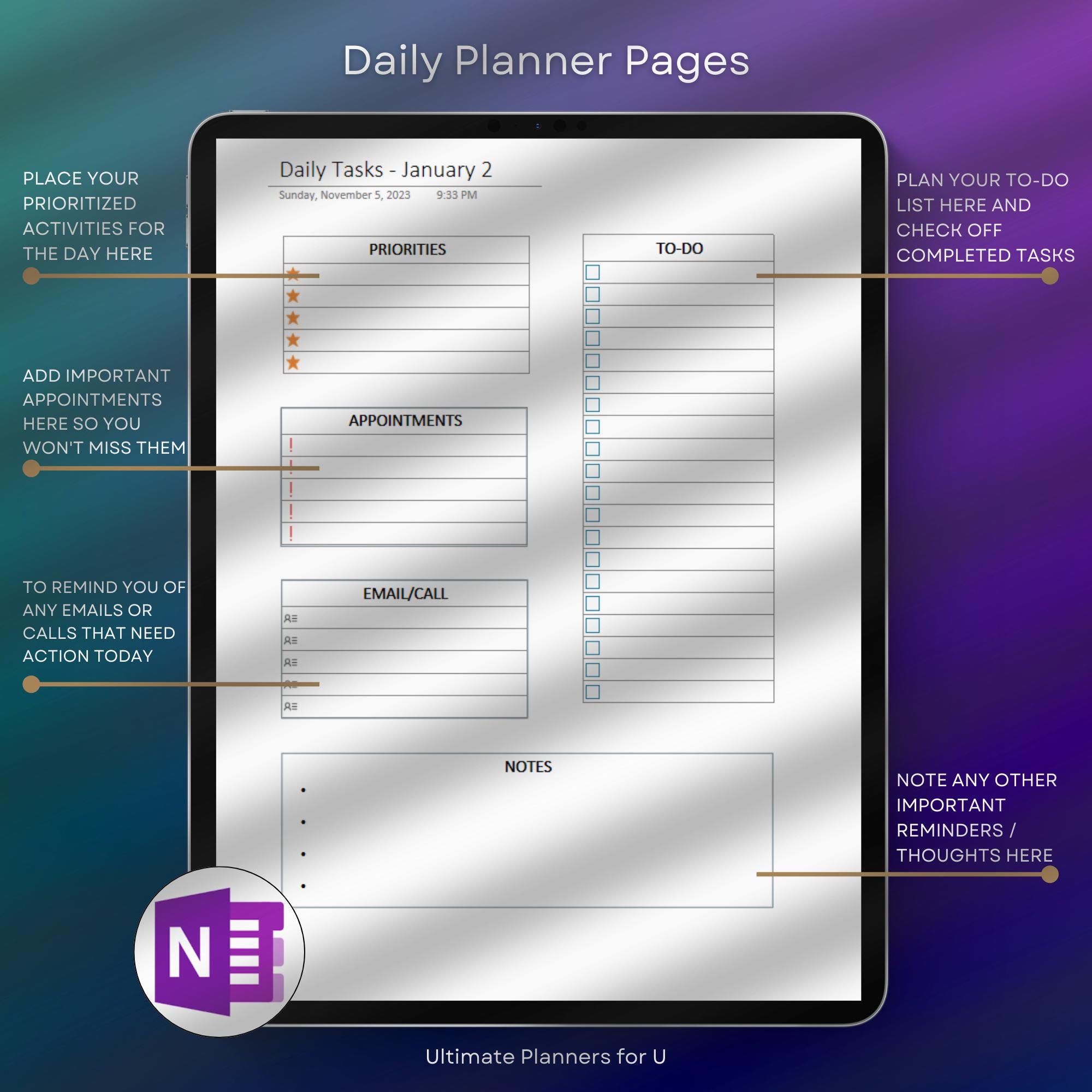 Hyperlinked Onenote Planner 2025 2026 Professional, One Note Template ...