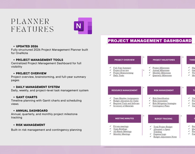 One Note Planner 2026 Professional | One Note Template for Project ...