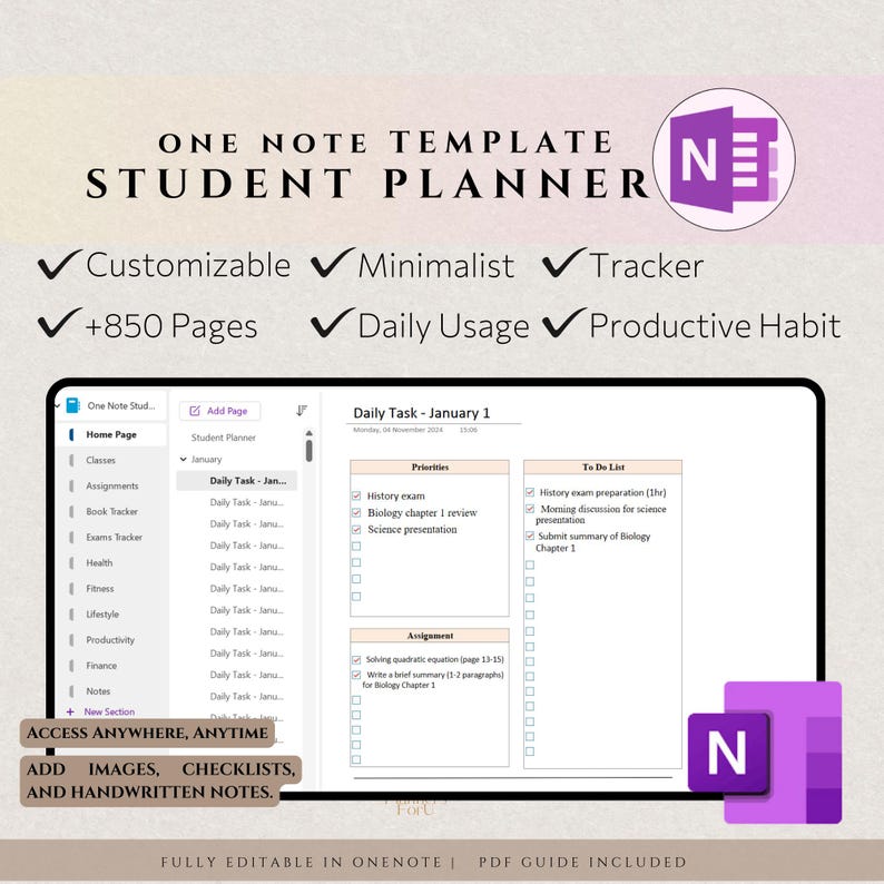 One Note 2025 Academic Planner | Study Planner | Ultimate Onenote ...
