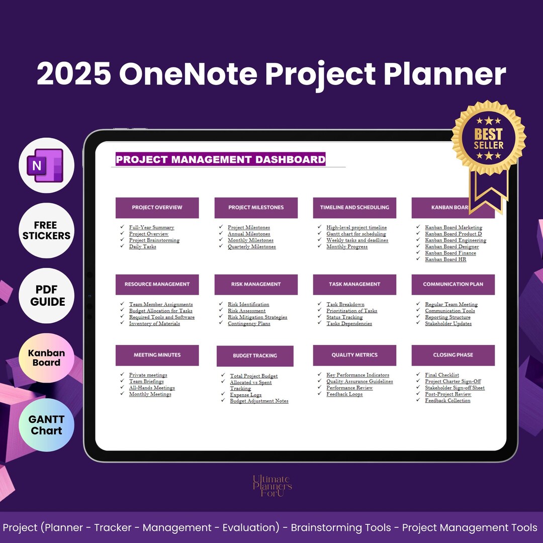 One Note Planner 2025/26 Professional | One Note Template for Project ...