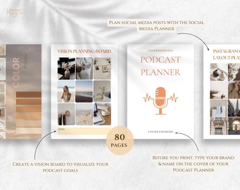 Podcast Planner Printable | Digital Podcast Content | Podcast Template ...