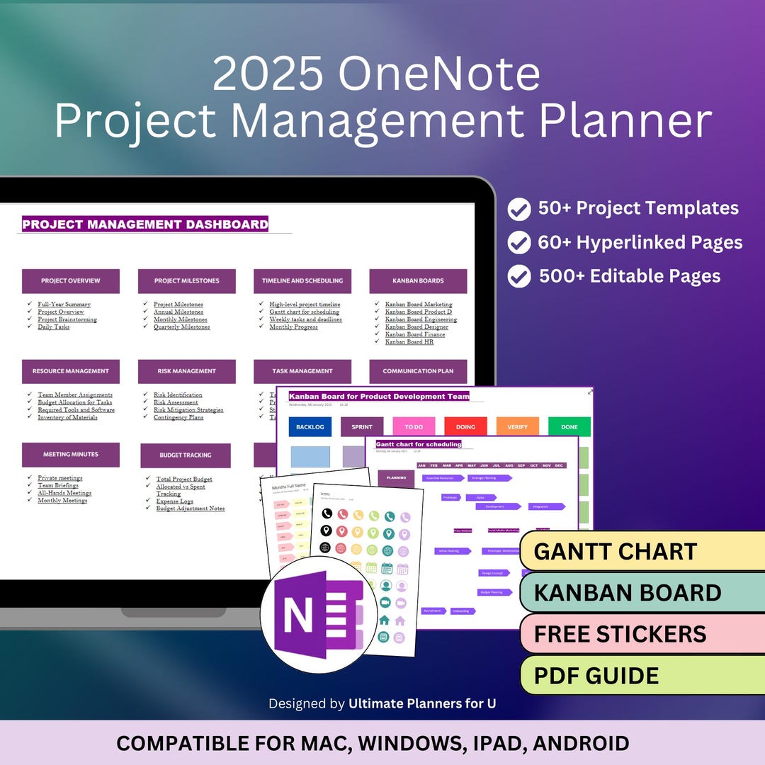 Onenote Planner 2025 2026 Professional | KANBAN BOARD | GANTT Chart ...