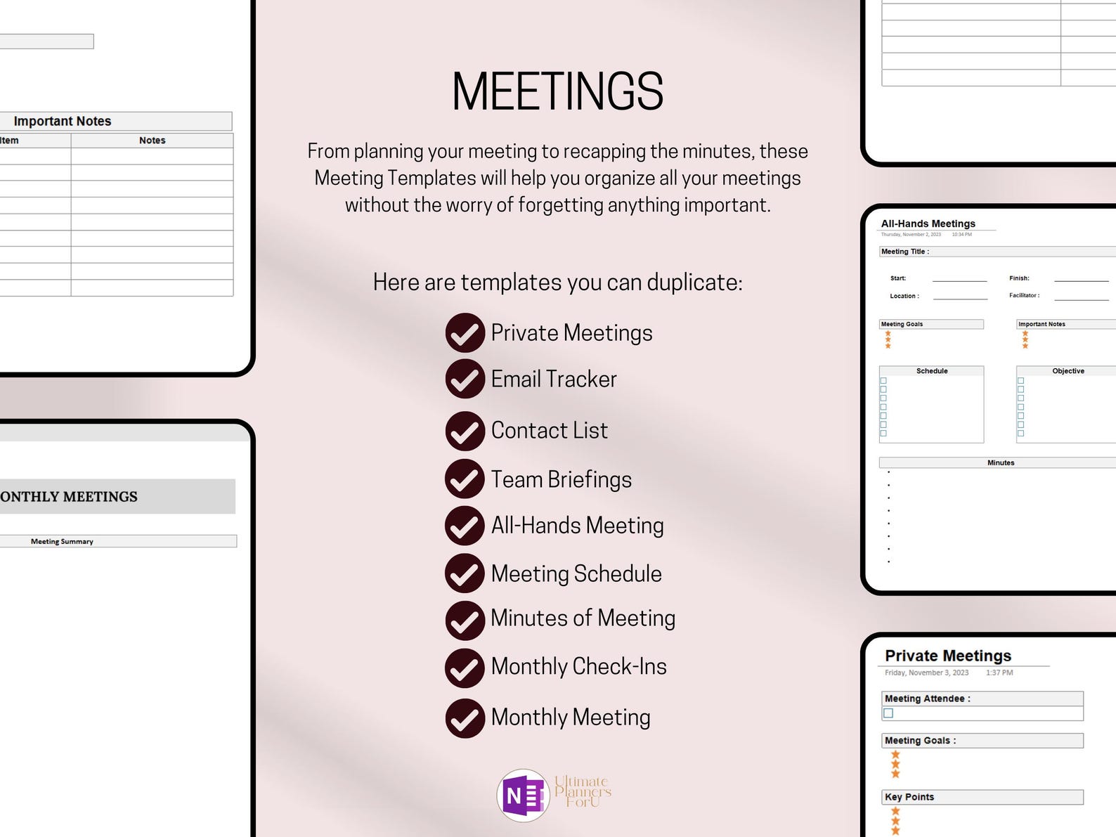 One Note Planner 2025 Professional | One Note Template for Project ...