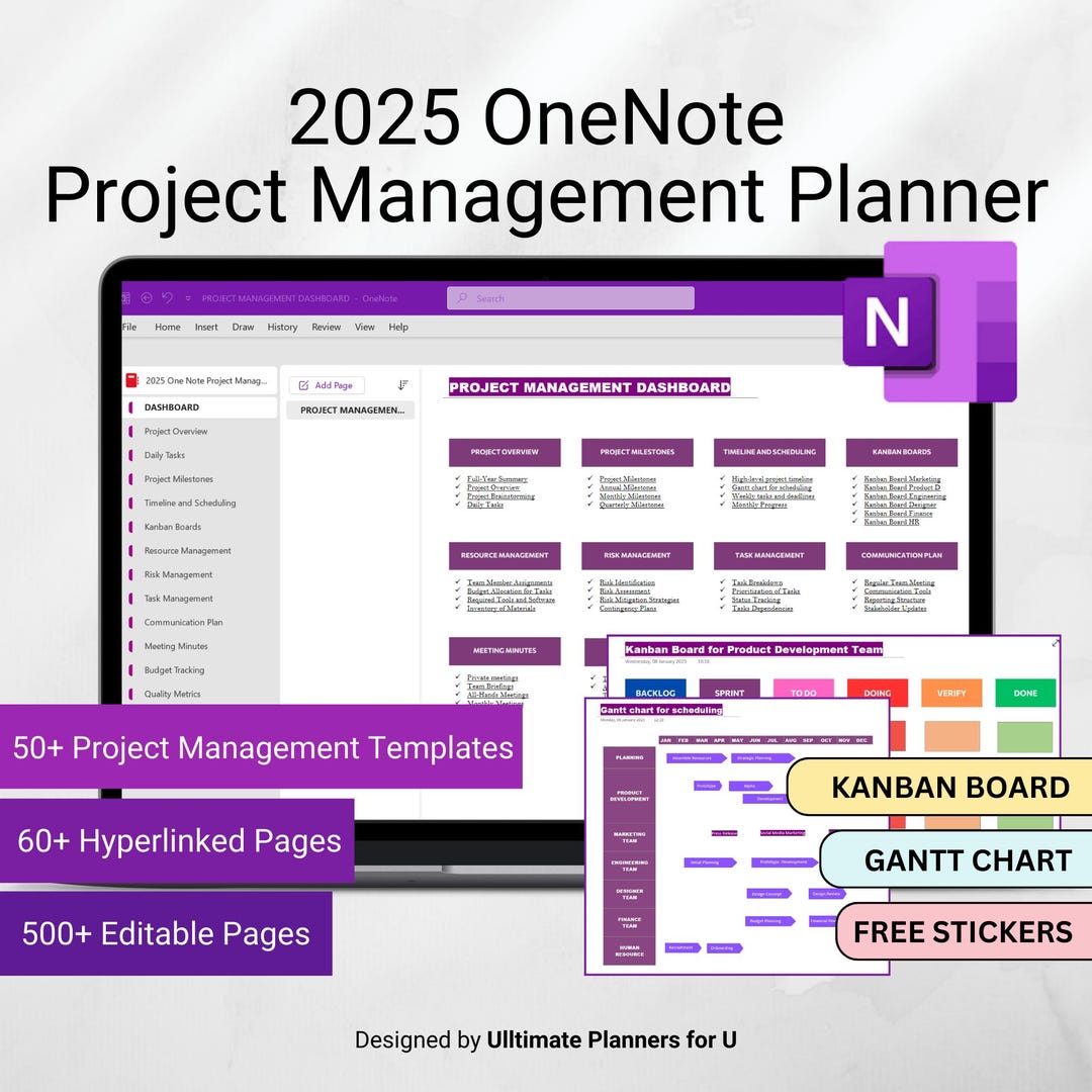 Onenote Planner 2025 2026 Professional | KANBAN Board | GANTT Chart ...