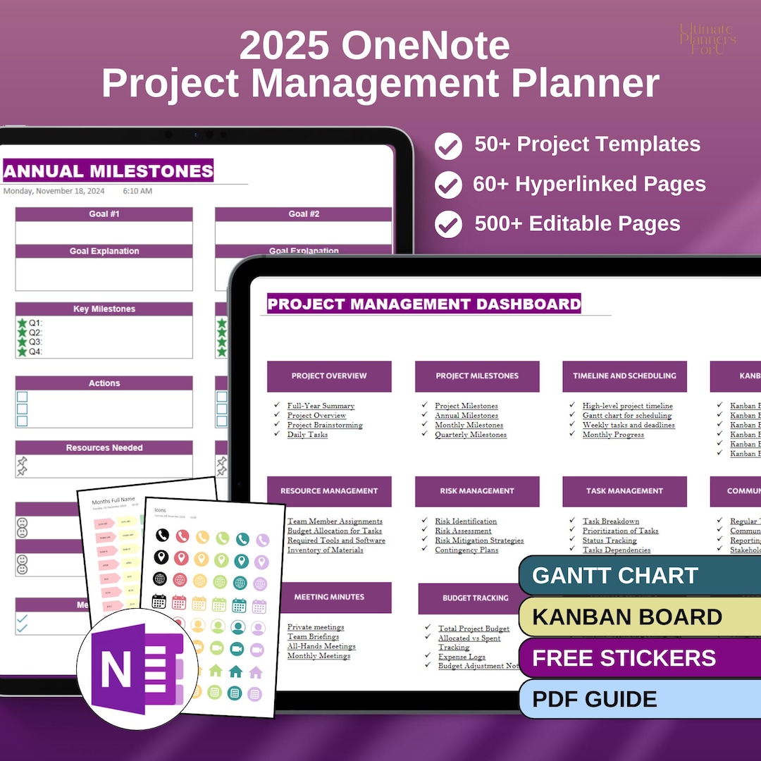 Onenote Template Planner | 2025 | Project Management | Onenote ...