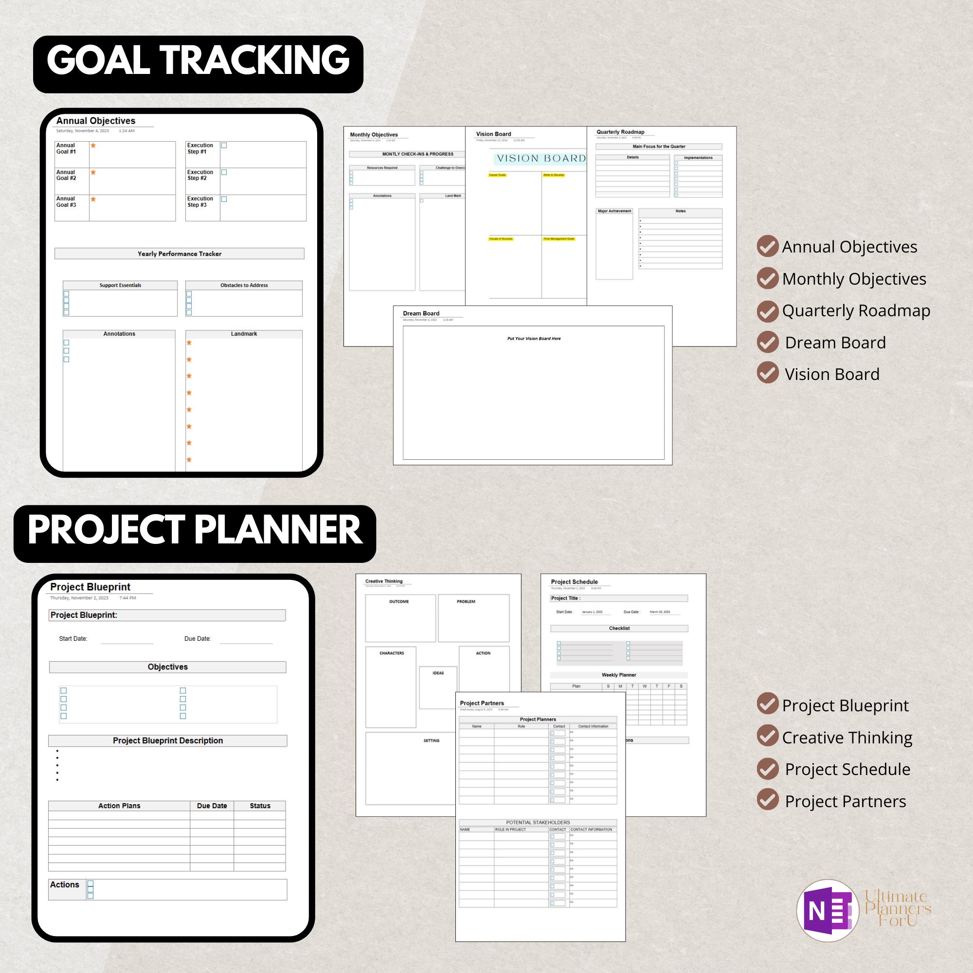 One Note Planner 2025 Professional | One Note Template for Project ...