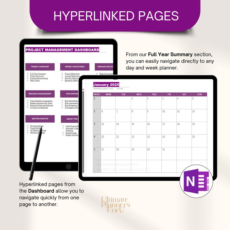 One Note Planner 2026 Professional | One Note Template for Project ...