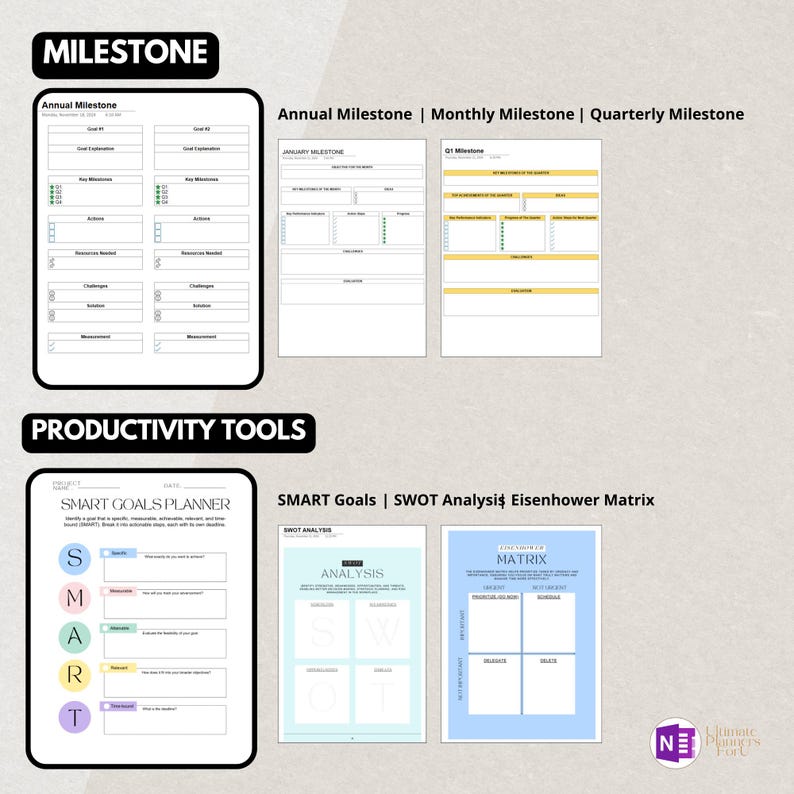 One Note Planner 2025 Professional | One Note Template for Project ...