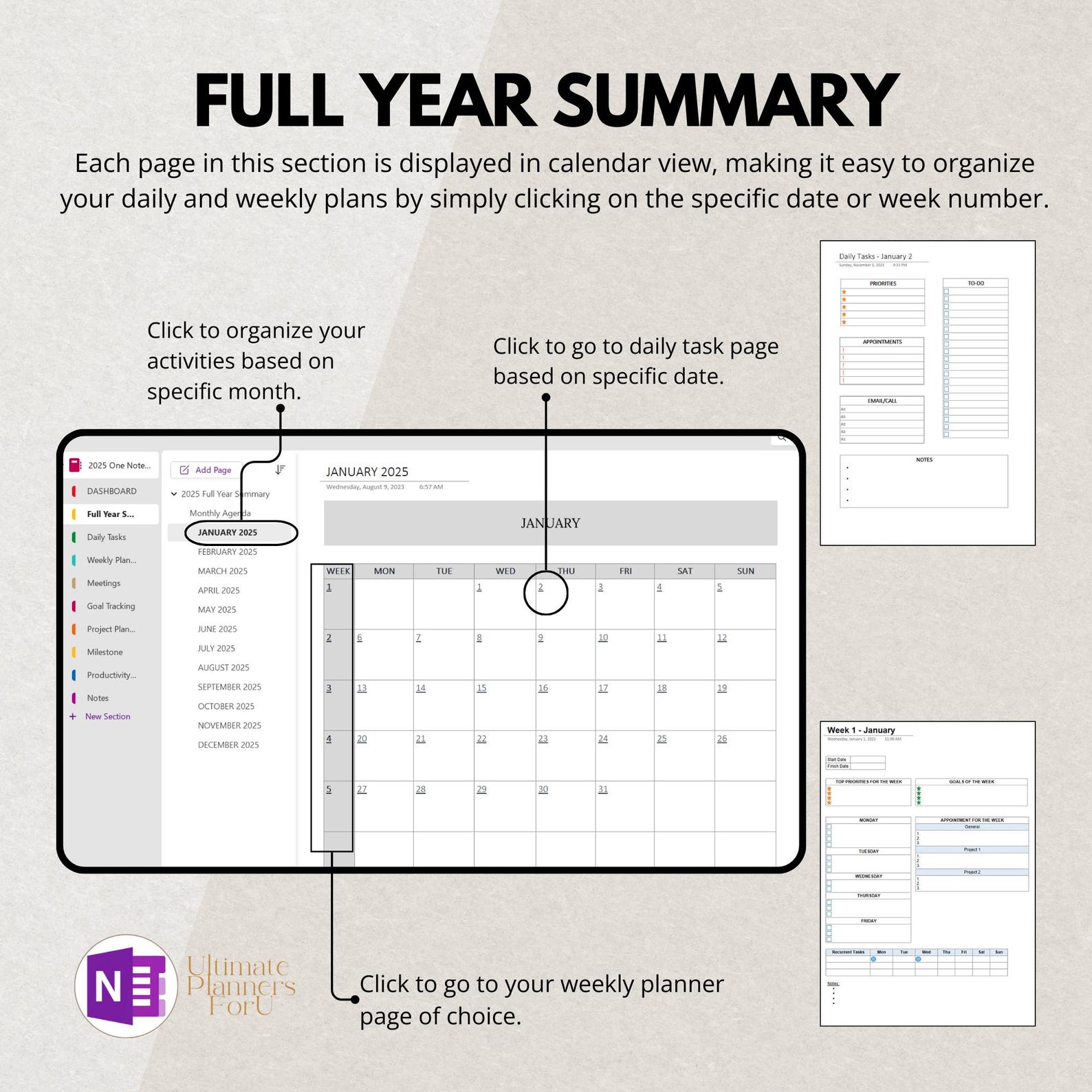 One Note Planner 2025/26 Professional | One Note Template for Project ...