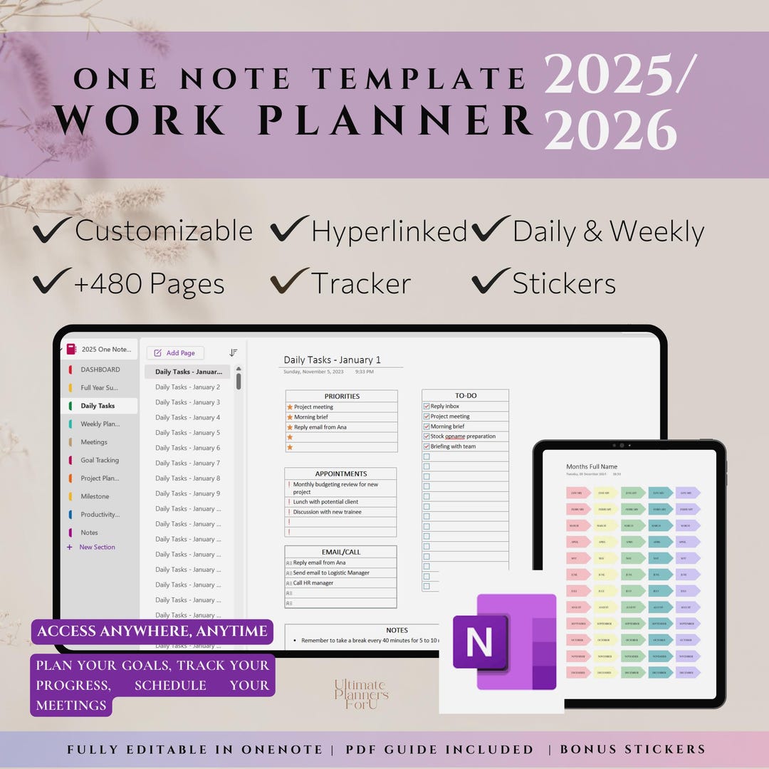 One Note Planner 2025/26 Professional | One Note Template for Project ...