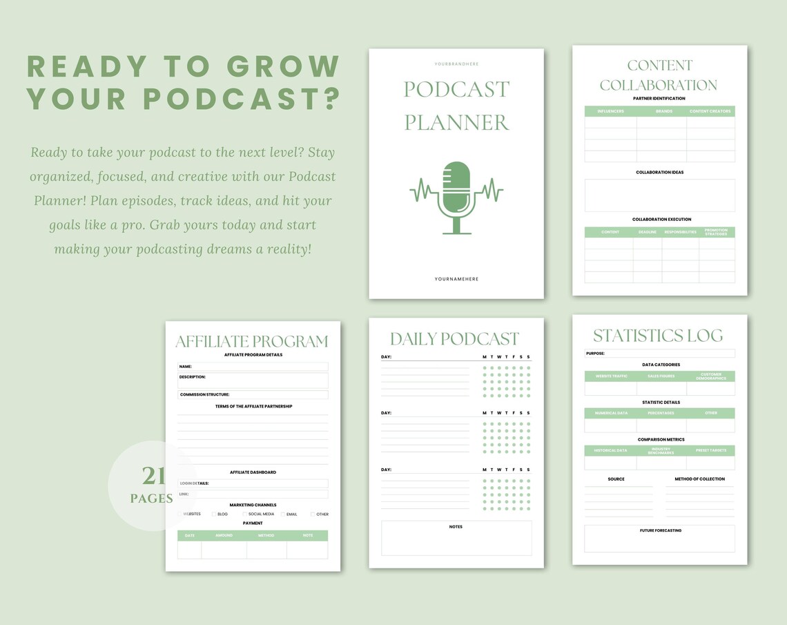 Podcast Planner Printable | Podcast Planner | Digital Podcast Content ...