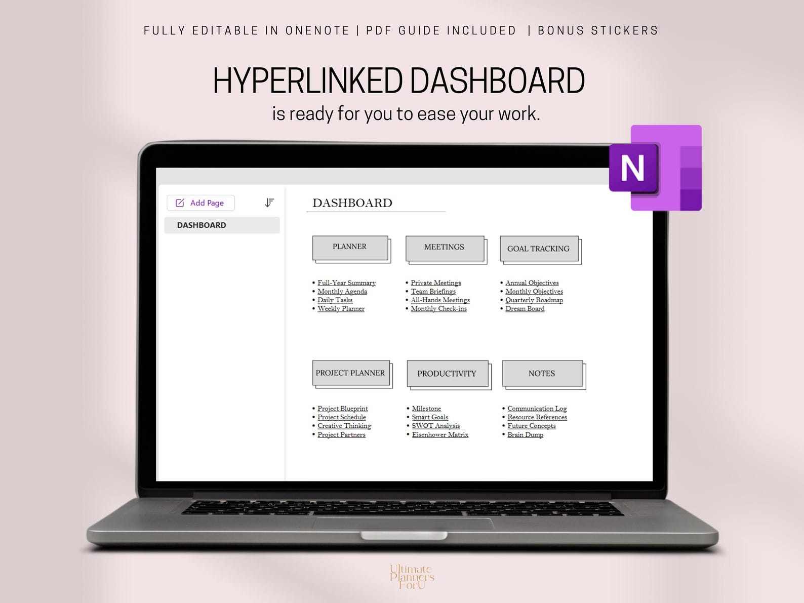One Note Planner 2025 Professional | One Note Template for Project ...