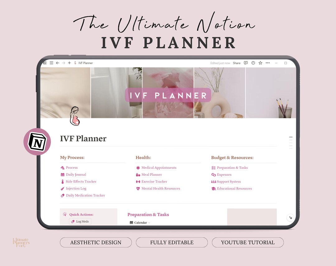 IVF Planner Notion Template | IVF Tracker | IVF Journal | Pregnancy ...