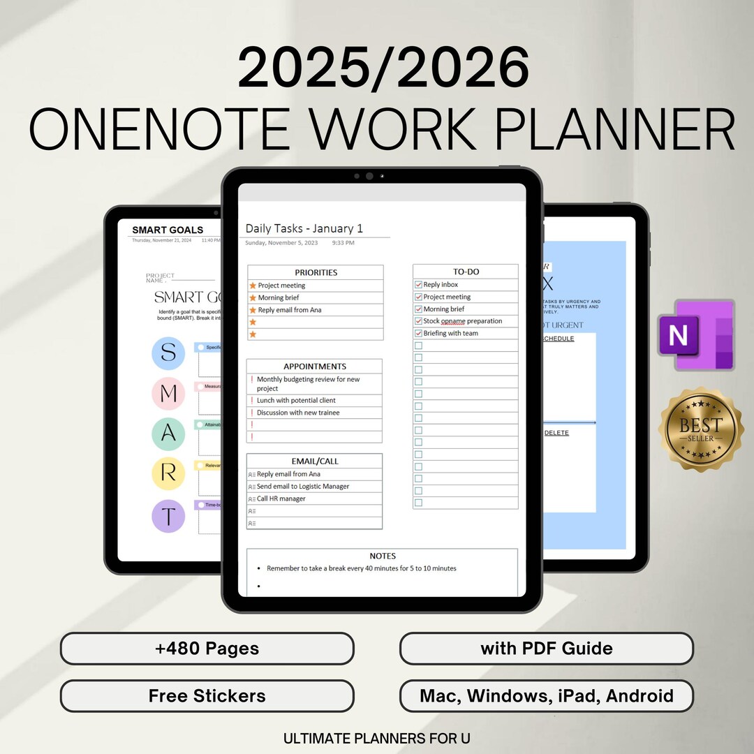 One Note Planner 2025 Professional | One Note Template for Project ...