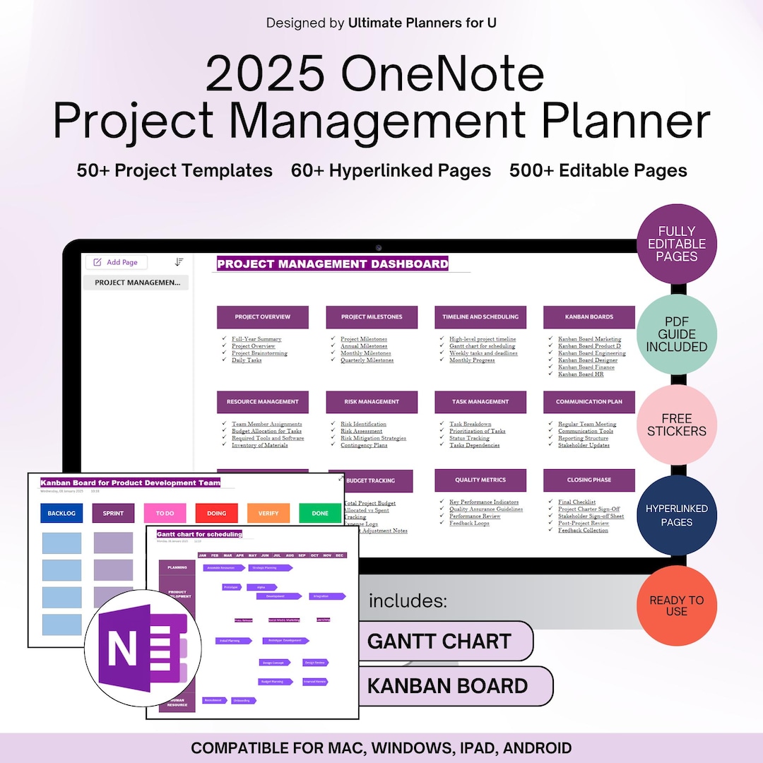 Onenote Planner 2025 2026 Professional | KANBAN BOARD | GANTT Chart ...